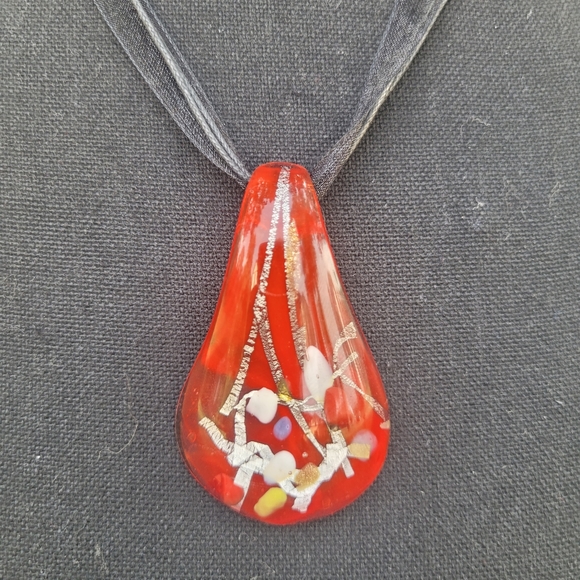 Hand Crafted | Jewelry | Dichroic Red Art Glass Pendant Confetti ...